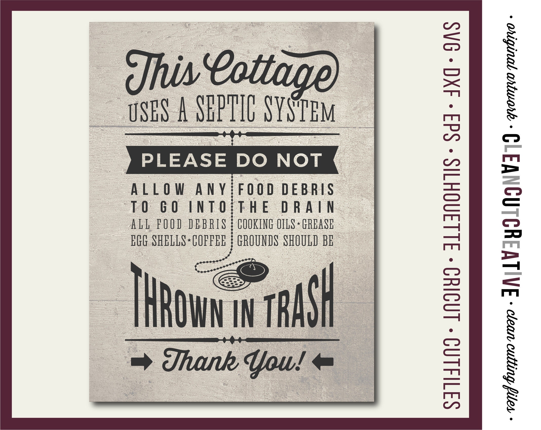 SVG Cottage Kitchen Sign Septic System Svg Kitchen Rules Septic Retro ...