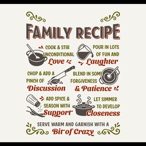 Our Family Recipe SVG | Personalized Family Kitchen Sign SVG | Recipe ...