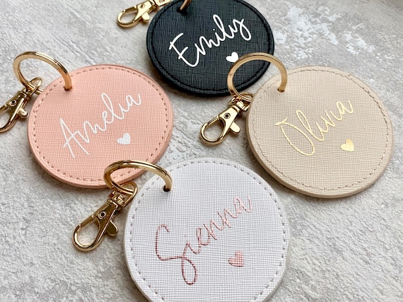 Personalised Keyring Keychain Bag Charm Key Ring Faux - Etsy UK