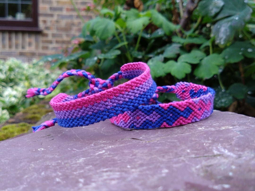 Bisexual Pride Flag or Arrowhead Friendship Bracelet, Woven Macrame ...