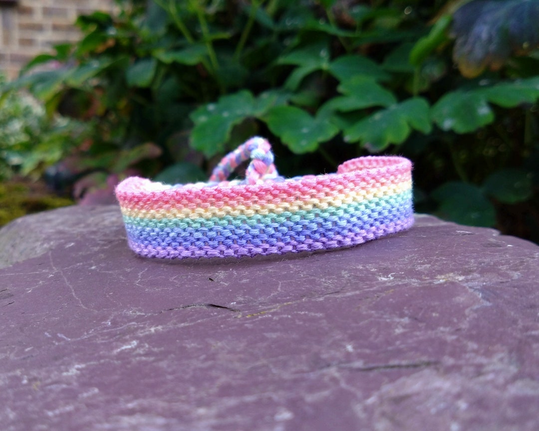 Pastel Rainbow Ombre Friendship Bracelet, Boho Pastel Rainbow Jewellery ...