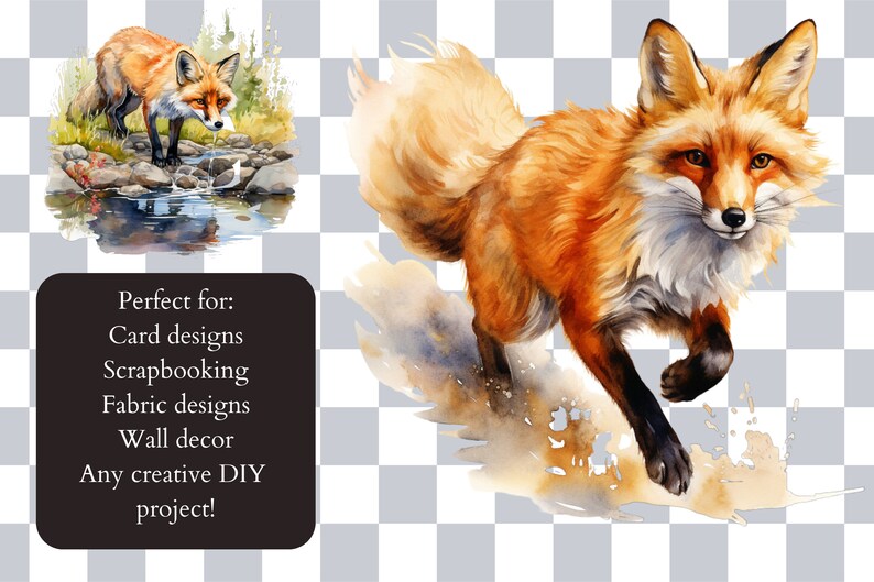 Fox Clipart, Fox Printable, Fox Clip Art, Forest Animals, Fox in Forest ...