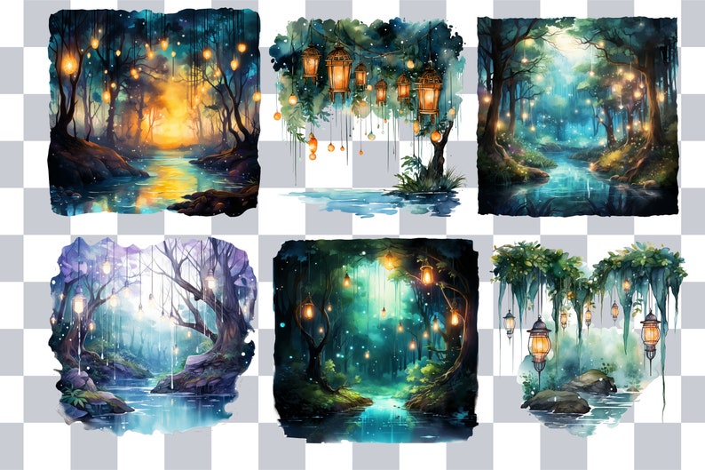 Enchanted Forest Clip Art, Magic Forest Graphics, Printable Trees ...