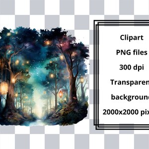 Magical Forest Clipart, Magical Forest Png, Lantern Forest, Instant ...