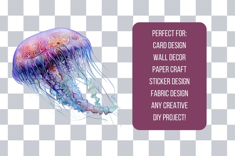 Jellyfish Clipart, Jellyfish Printable, Marine Animal Clipart, Marine ...