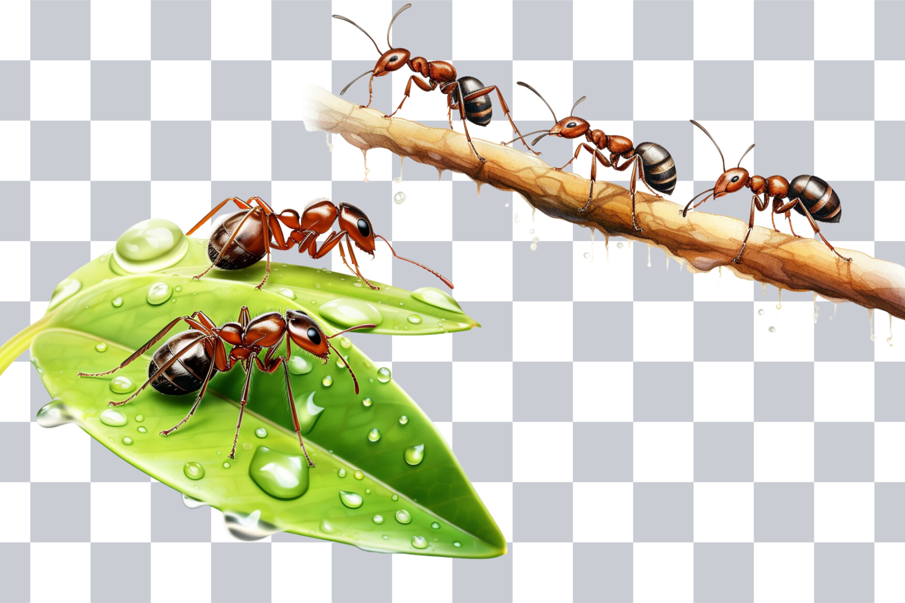 Ant Nature Clipart, Ants Working Print, Printable Watercolor Insect ...