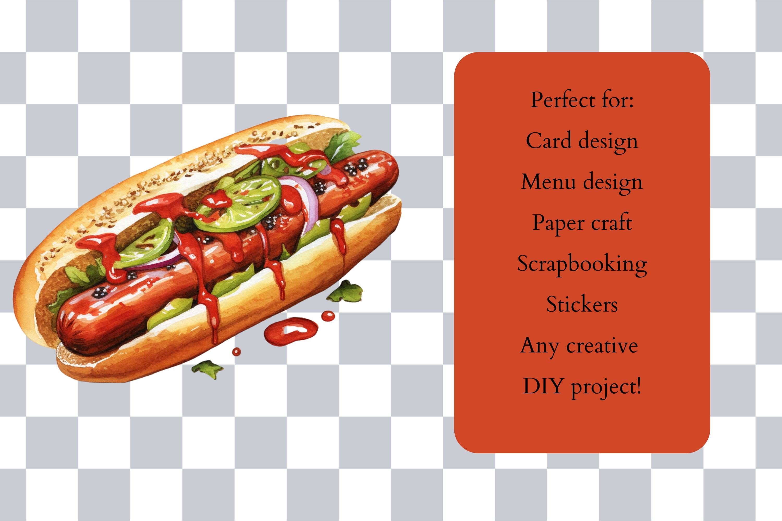 Hotdog Clipart, Hotdog Design, Watercolor, Food Clipart, Junkfood ...