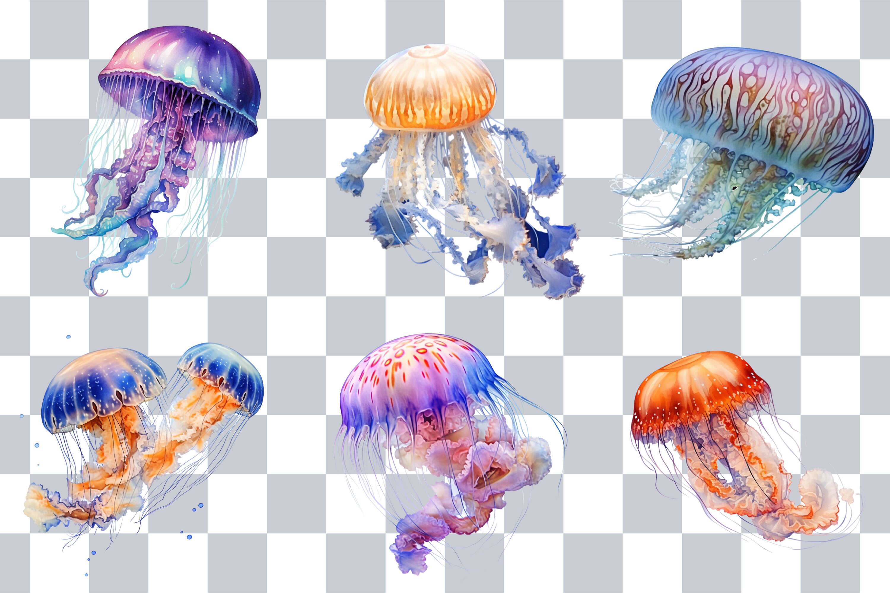 Jellyfish Clipart, Jellyfish Printable, Marine Animal Clipart, Marine ...