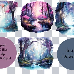 Enchanted Forest Clip Art, Magic Forest Graphics, Printable Trees ...