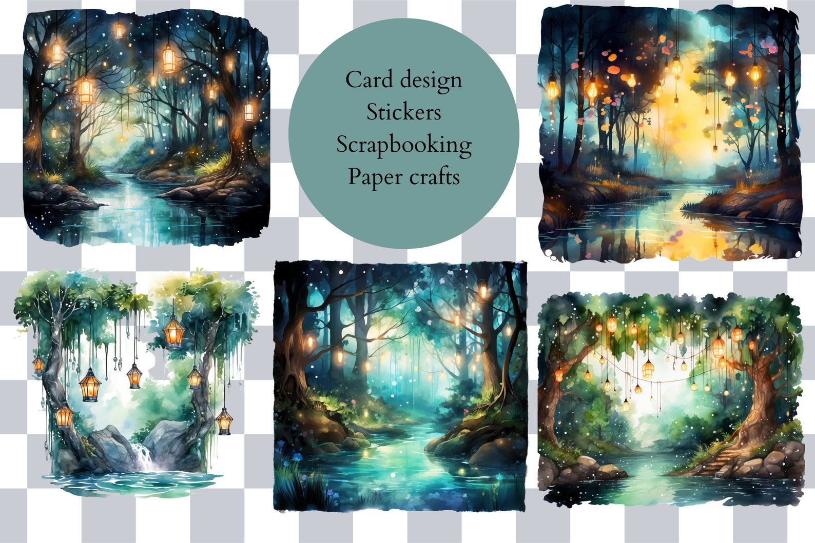 Enchanted Forest Clip Art, Magic Forest Graphics, Printable Trees ...