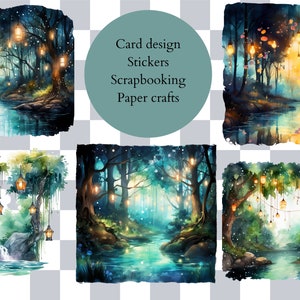 Enchanted Forest Clip Art, Magic Forest Graphics, Printable Trees ...