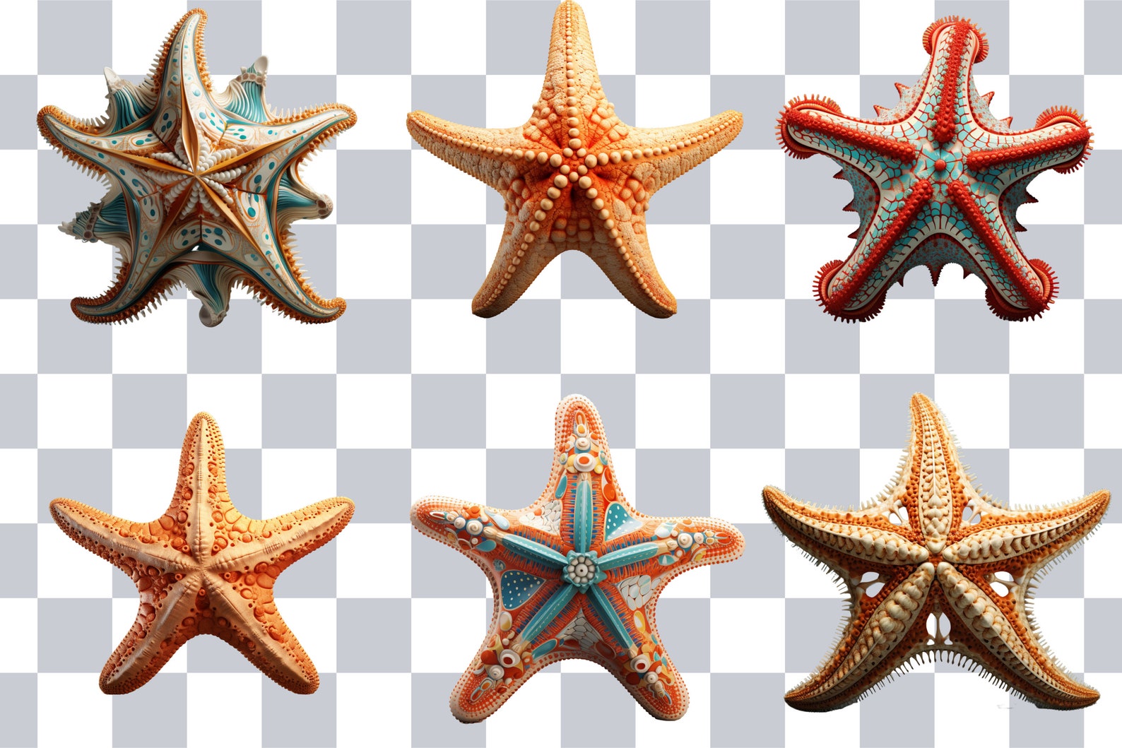 Starfish Clipart 3D Model, Seastar Printable, Ocean Animal, Seastar ...