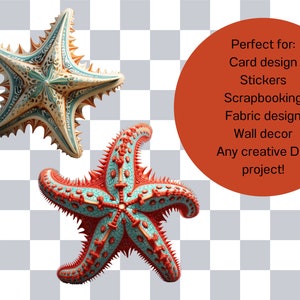 Starfish Clipart 3D Model, Seastar Printable, Ocean Animal, Seastar ...