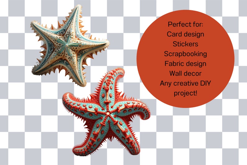 Starfish Clipart 3D Model, Seastar Printable, Ocean Animal, Seastar ...