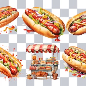 Hotdog Clipart, Hotdog Design, Watercolor, Food Clipart, Junkfood ...