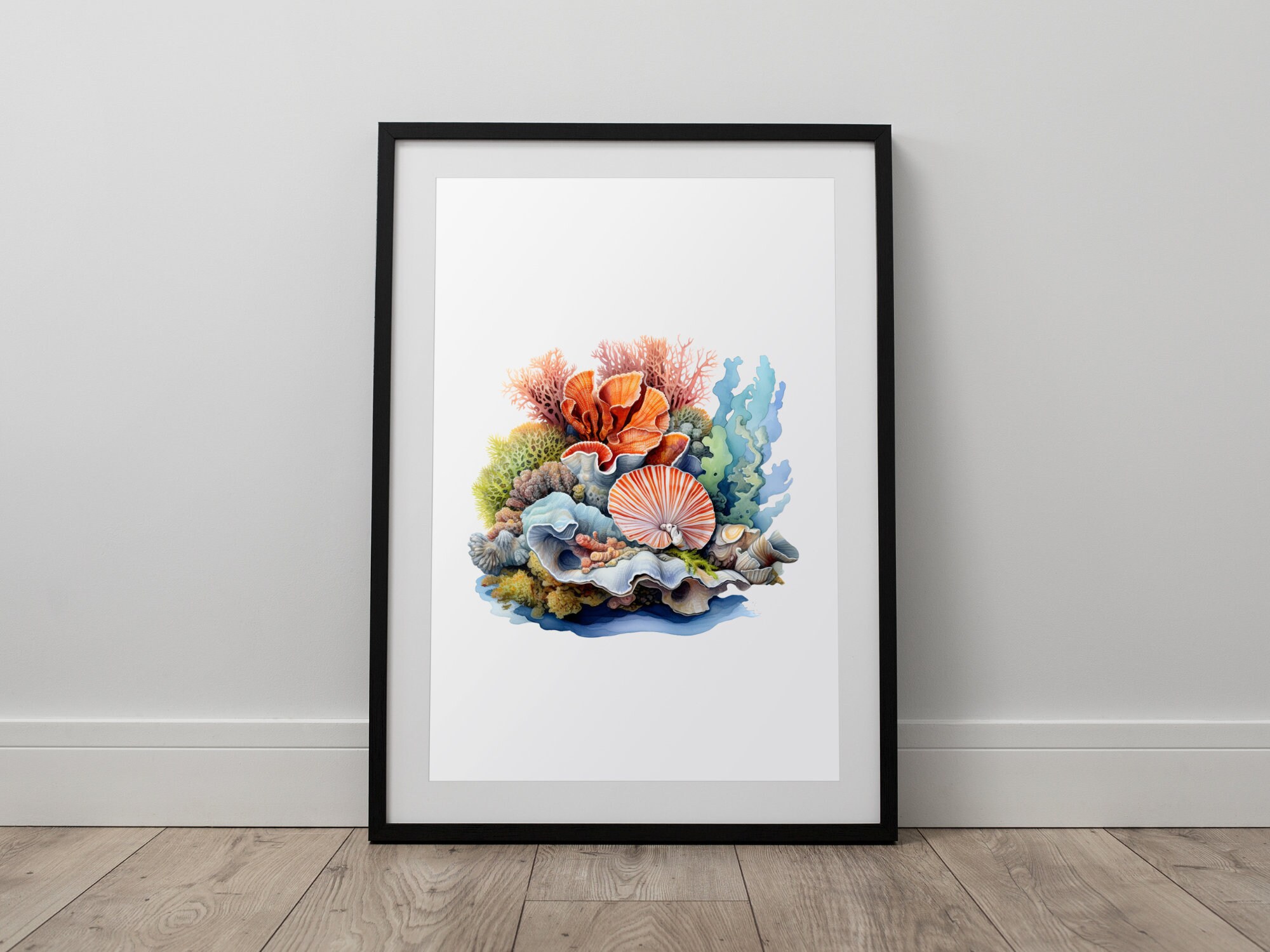 Coral Reef Clipart, Underwater Turtle Printable, Watercolor Ocean ...