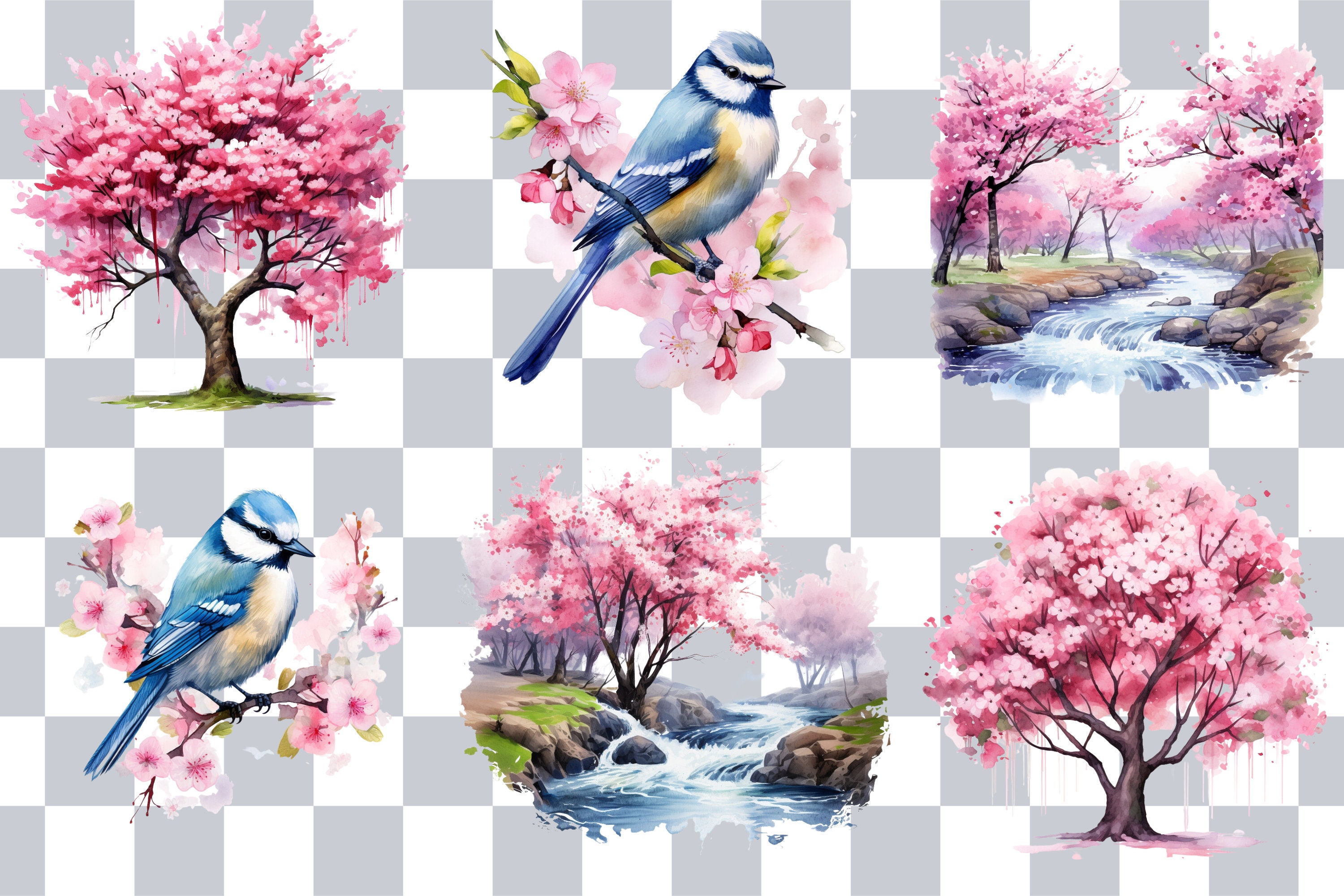 Watercolor Cherry Blossom Clip Art, Japanese Pink Tree Clipart, Amazing ...