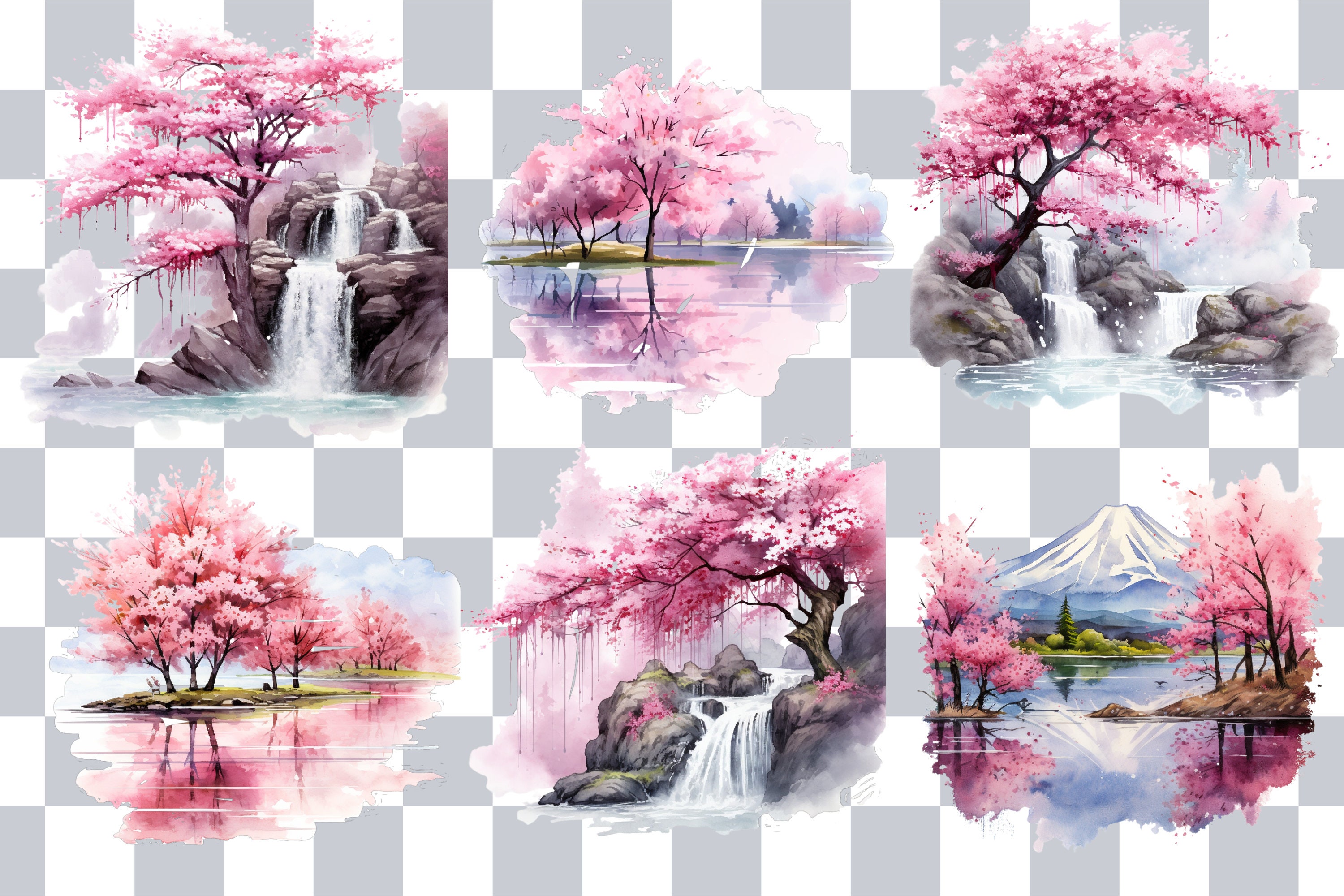 Watercolor Cherry Blossom Clip Art, Japanese Pink Tree Clipart, Amazing ...