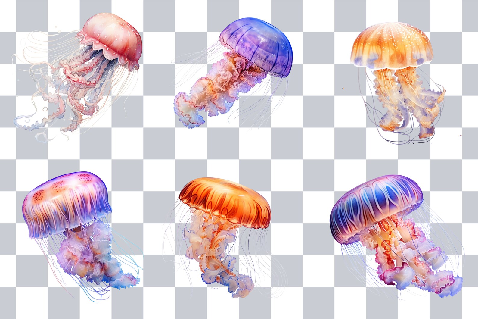 Jellyfish Clipart, Jellyfish Printable, Marine Animal Clipart, Marine ...