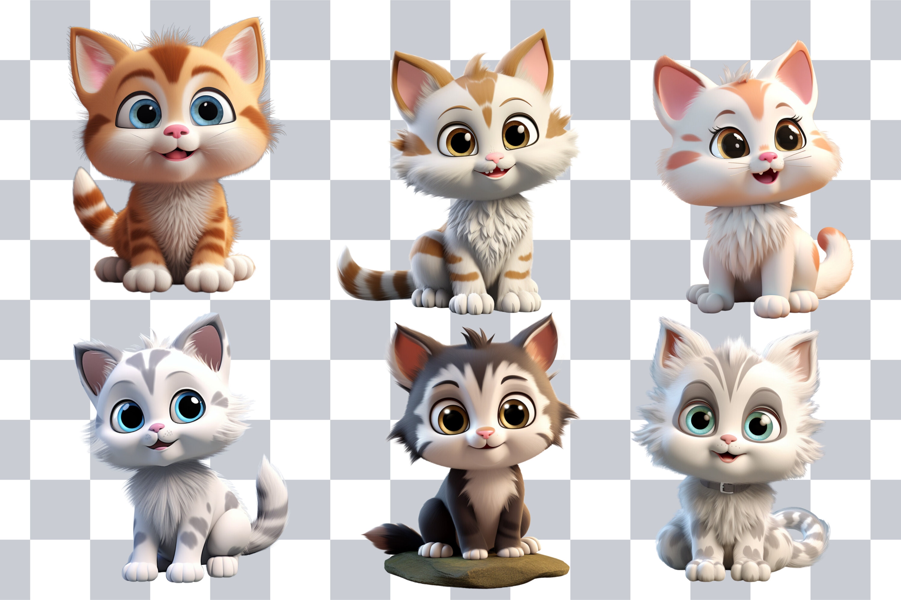 Cute Kitten Clipart, Kitten 3d Model Clip Art, Kitten Printable, Cute ...