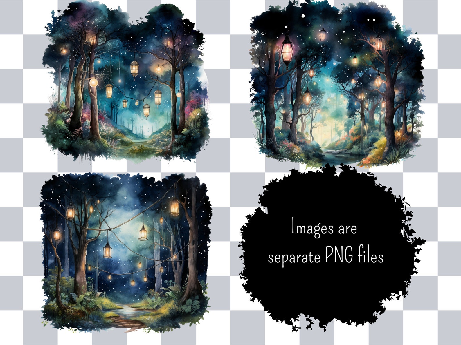 Magical Forest Clipart, Magical Forest Png, Lantern Forest, Instant ...