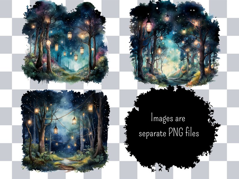 Magical Forest Clipart, Magical Forest Png, Lantern Forest, Instant ...