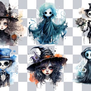 Watercolor Halloween Clipart, Cute Scary Creature Clip Art, Cartoon ...