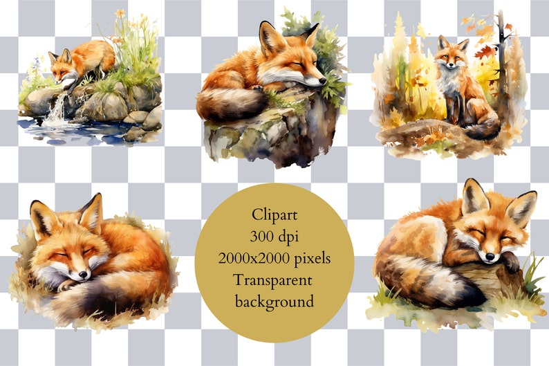 Fox Clipart, Fox Printable, Fox Clip Art, Forest Animals, Fox in Forest ...