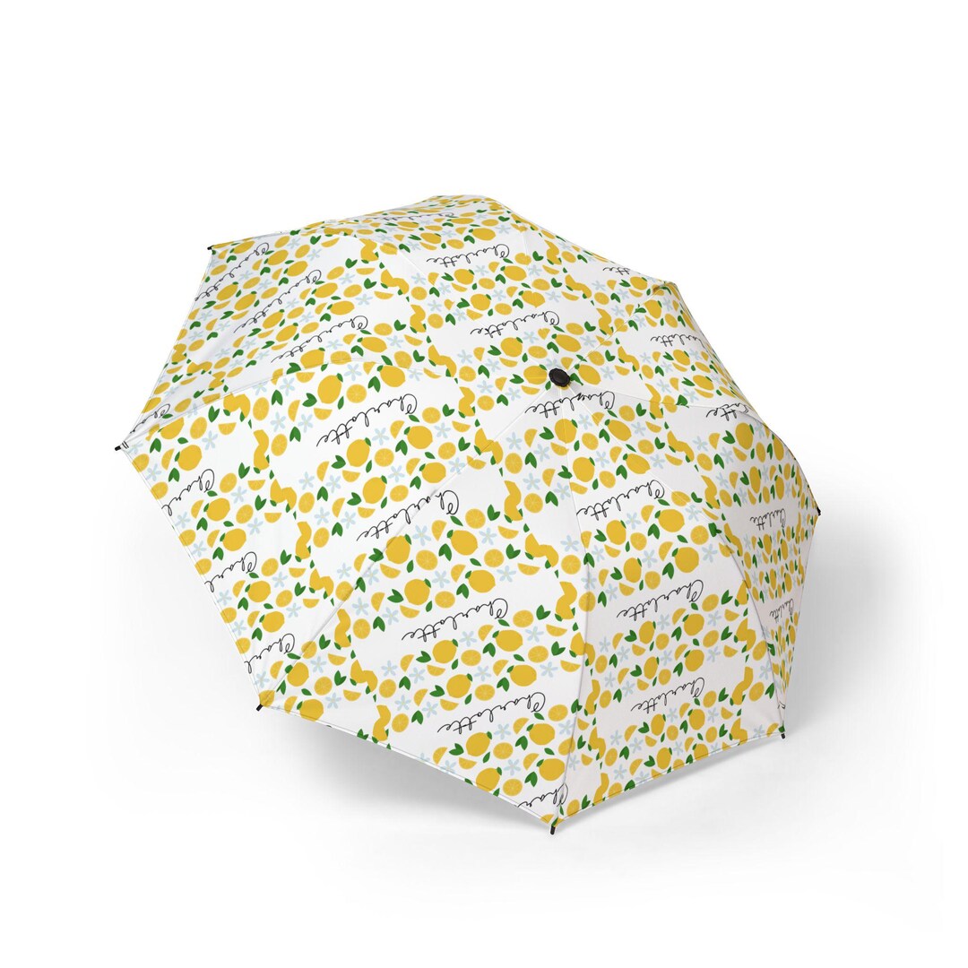 Lemon Print Foldable Umbrella: Portable Rain & Sun Shade - Etsy