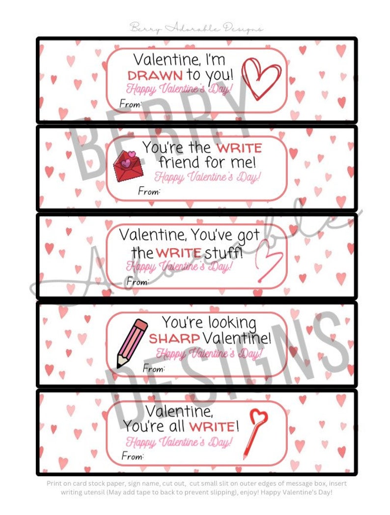 ¡Tarjetas de San Valentín para imprimir con lápiz! Solo tienes que ...