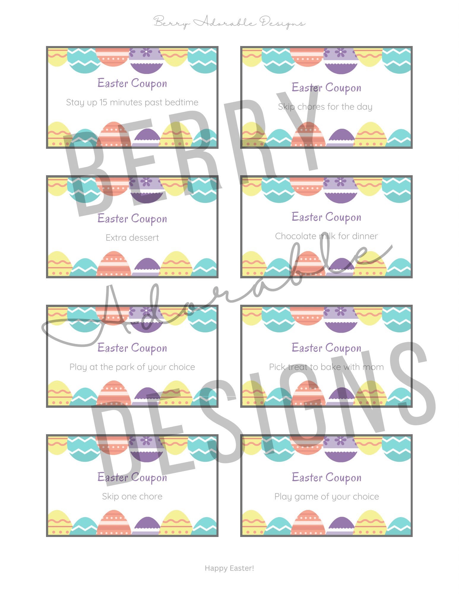 PRINTABLE Easter Egg Coupons ~ Digital Download! - Etsy