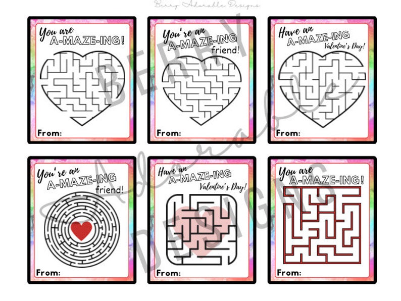 PRINTABLE Valentines Maze Cards Digital Download - Etsy