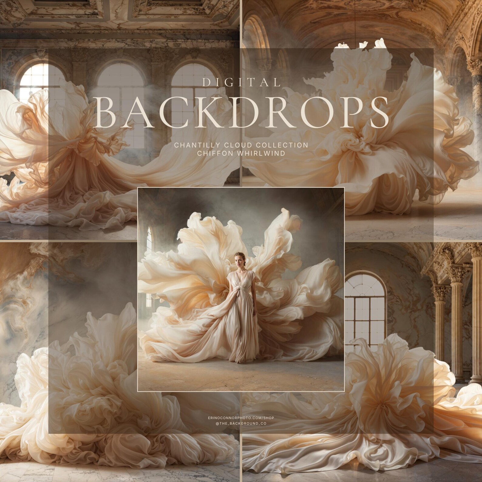 Draped White Silk Chiffon | 6 Digital Backdrops | Majestic Ethereal ...