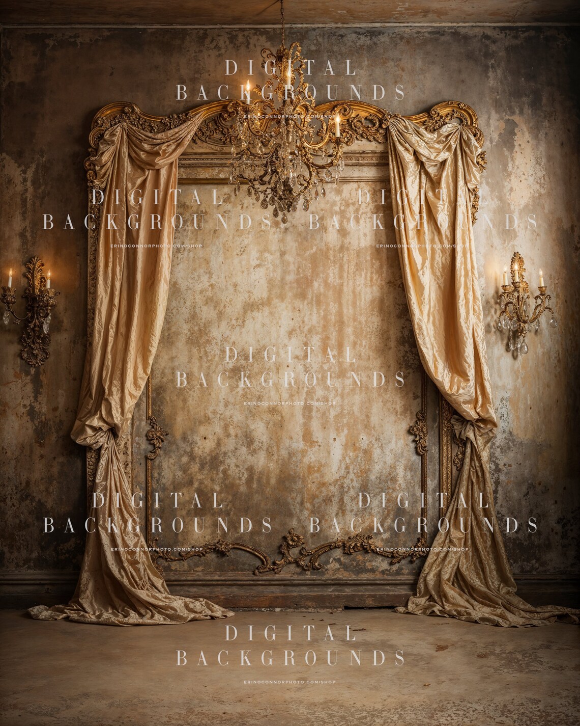 Gold Baroque Frame Arch Background | Fine Art Digital Backdrops ...