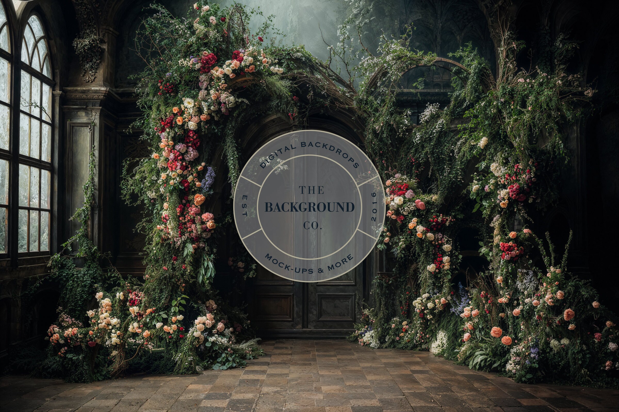 Enchanted Garden Portal 9 Digital Backdrops Mystical Floral Archway ...