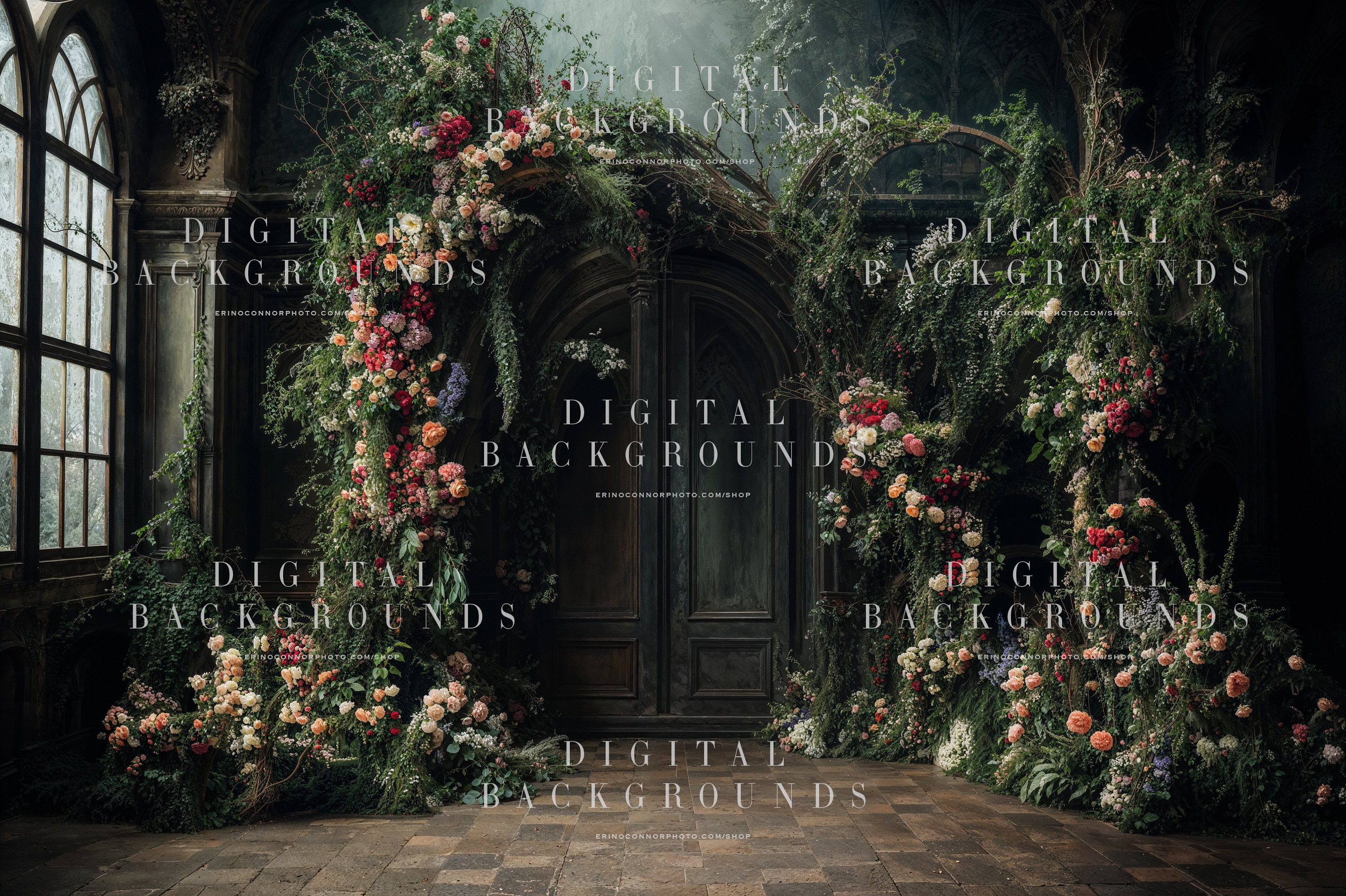 Enchanted Garden Portal | 9 Digital Backdrops | Mystical Floral Archway ...