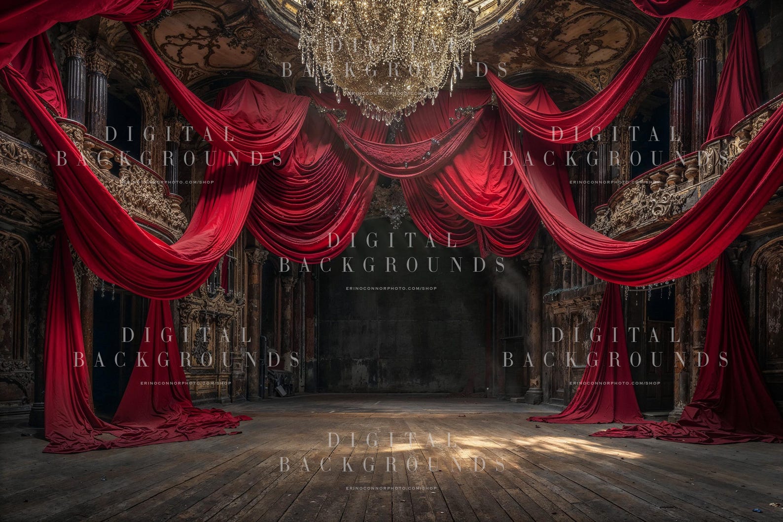 Ruby Opera House Digital Backgrounds | Valentines Day Vintage Theater ...