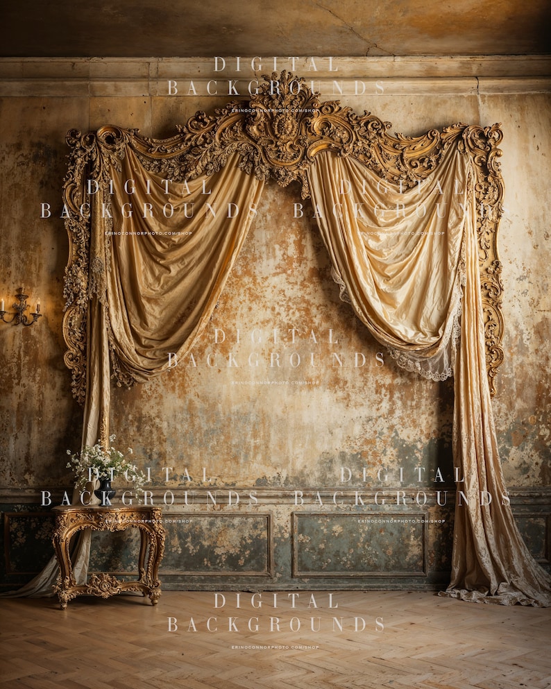 Gold Baroque Frame Arch Background Fine Art Digital Backdrops Victorian ...