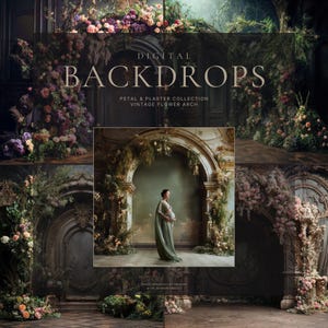 Enchanted Garden Portal | 9 Digital Backdrops | Mystical Floral Archway ...