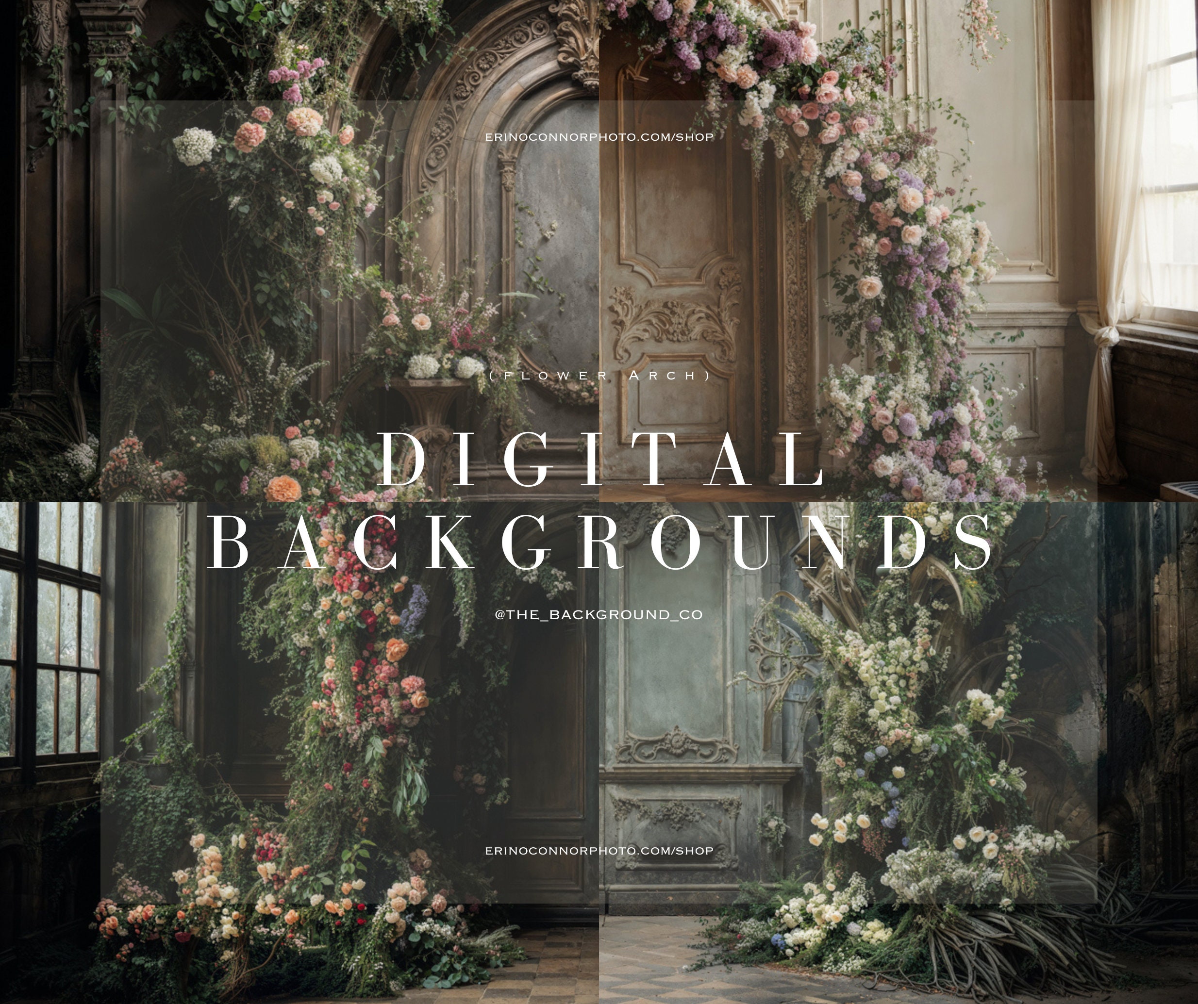 Enchanted Garden Portal | 9 Digital Backdrops | Mystical Floral Archway ...