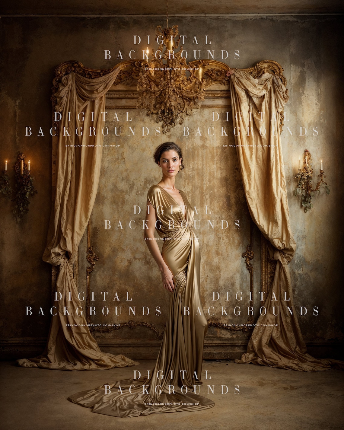 Gold Baroque Frame Arch Background | Fine Art Digital Backdrops ...