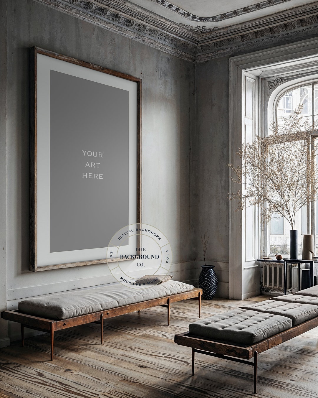 Digital Wall-art Frames & Room Mockups at Angle 2 Grey Simple Timeless ...