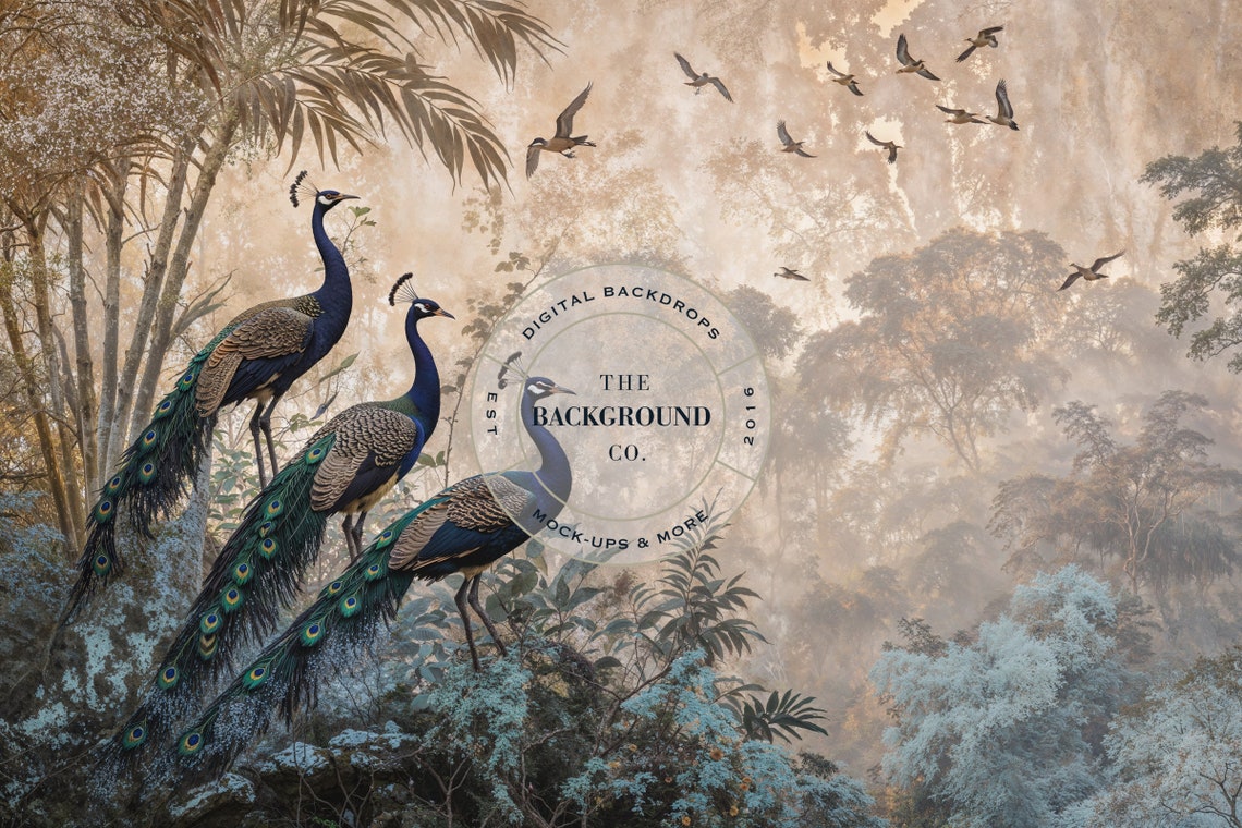 Vintage Peacock Wallpaper 12 Digital Backgrounds Victorian Hand-painted ...