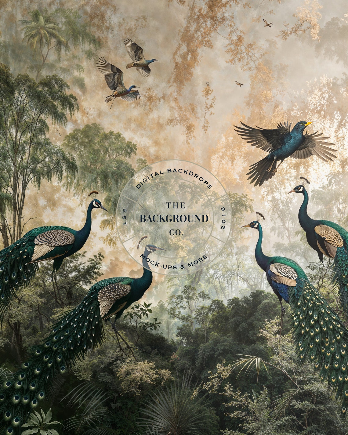 Vintage Peacock Wallpaper 12 Digital Backgrounds Victorian Hand-painted ...