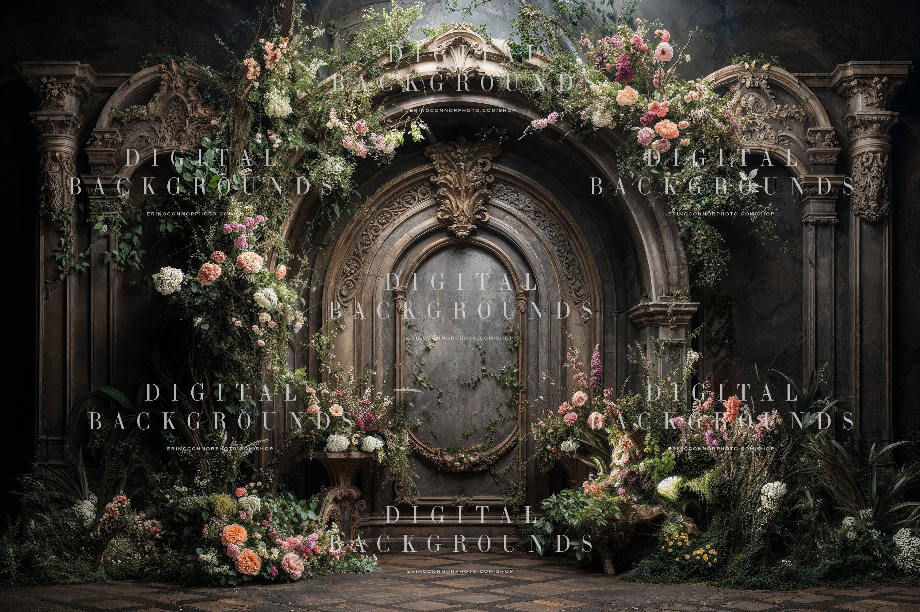 Enchanted Garden Portal | 9 Digital Backdrops | Mystical Floral Archway ...