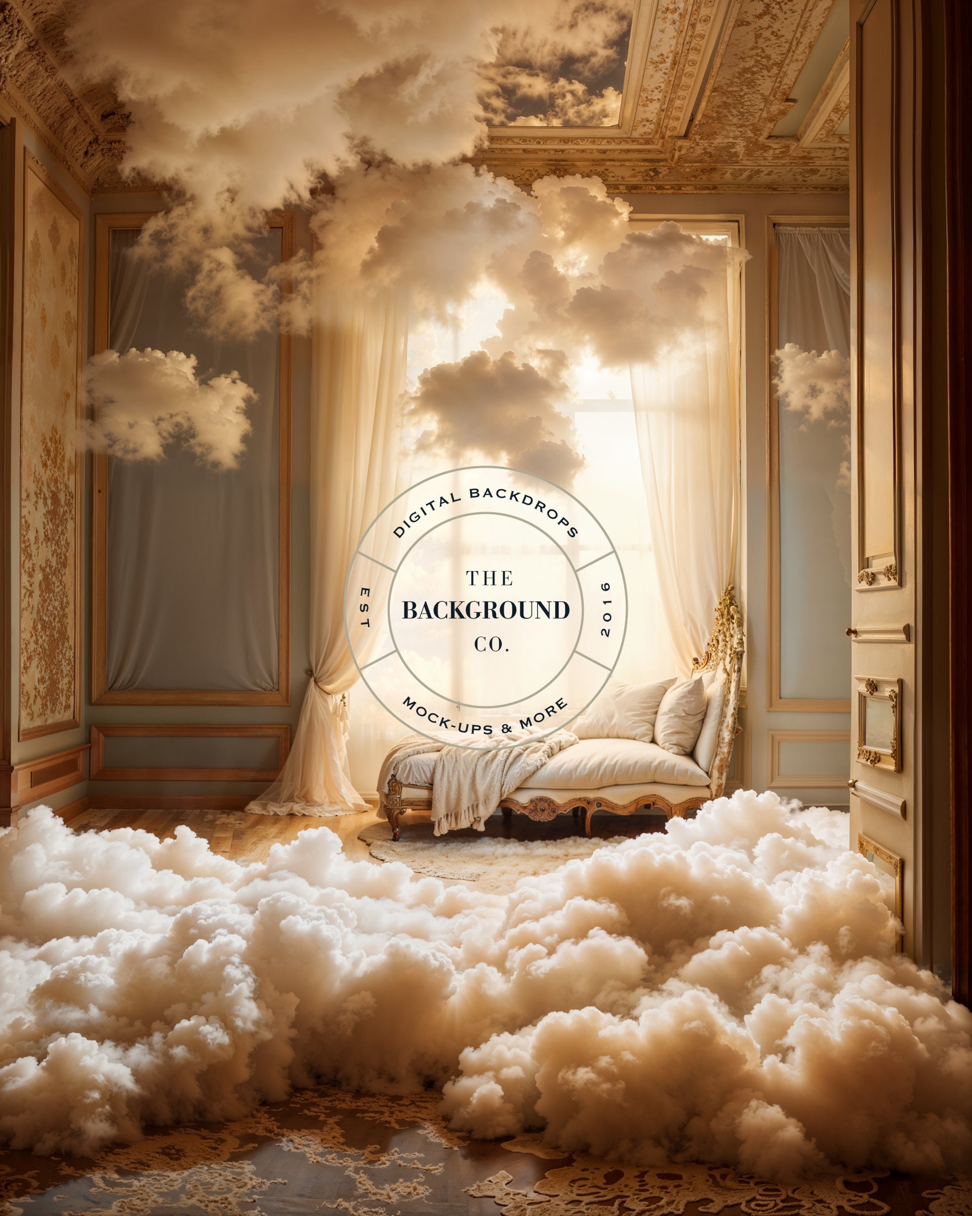 Vintage White Cloud Rooms 9 Digital Backdrops Elegant Whimsical ...