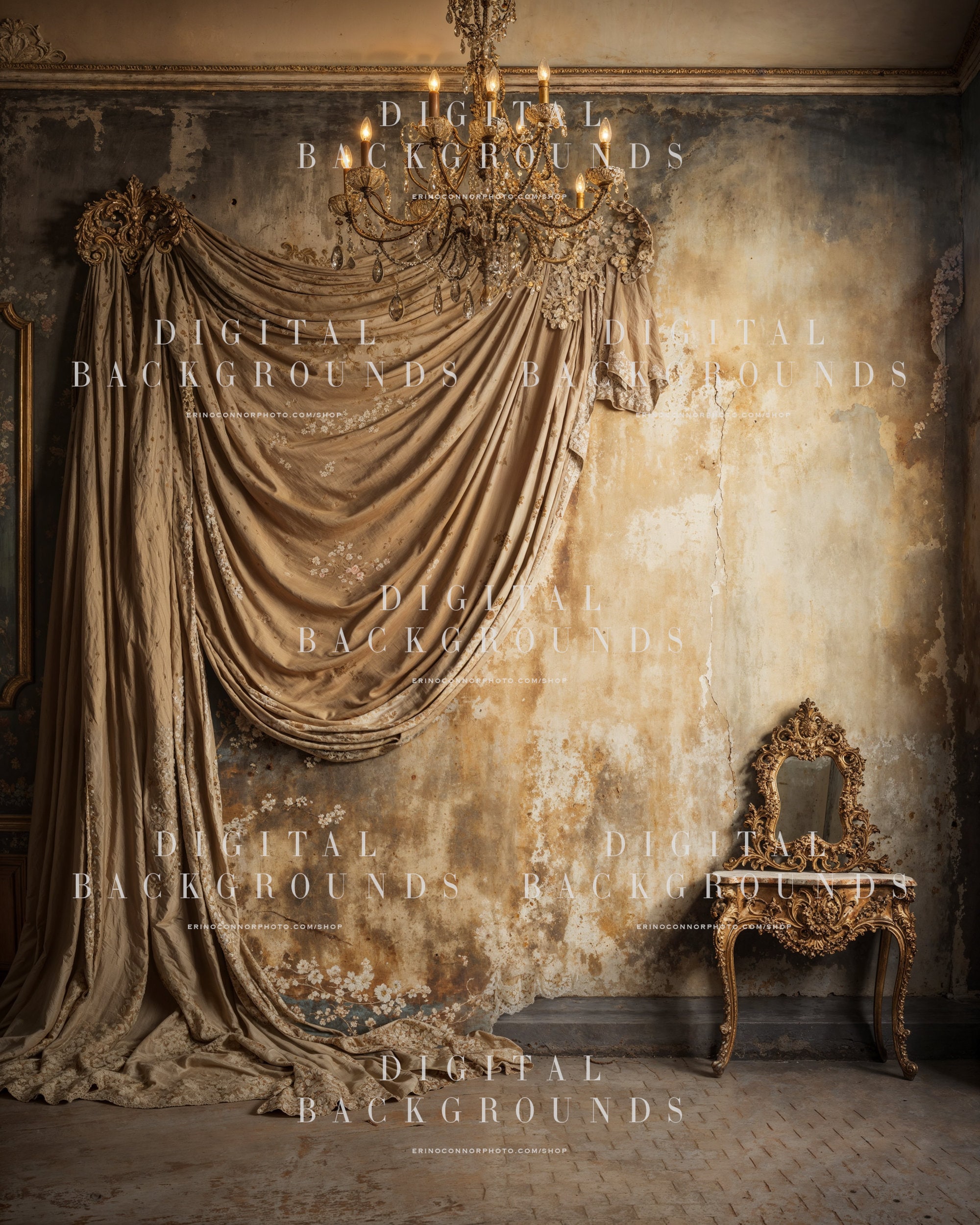 Gold Baroque Frame Arch Background Fine Art Digital Backdrops Victorian ...