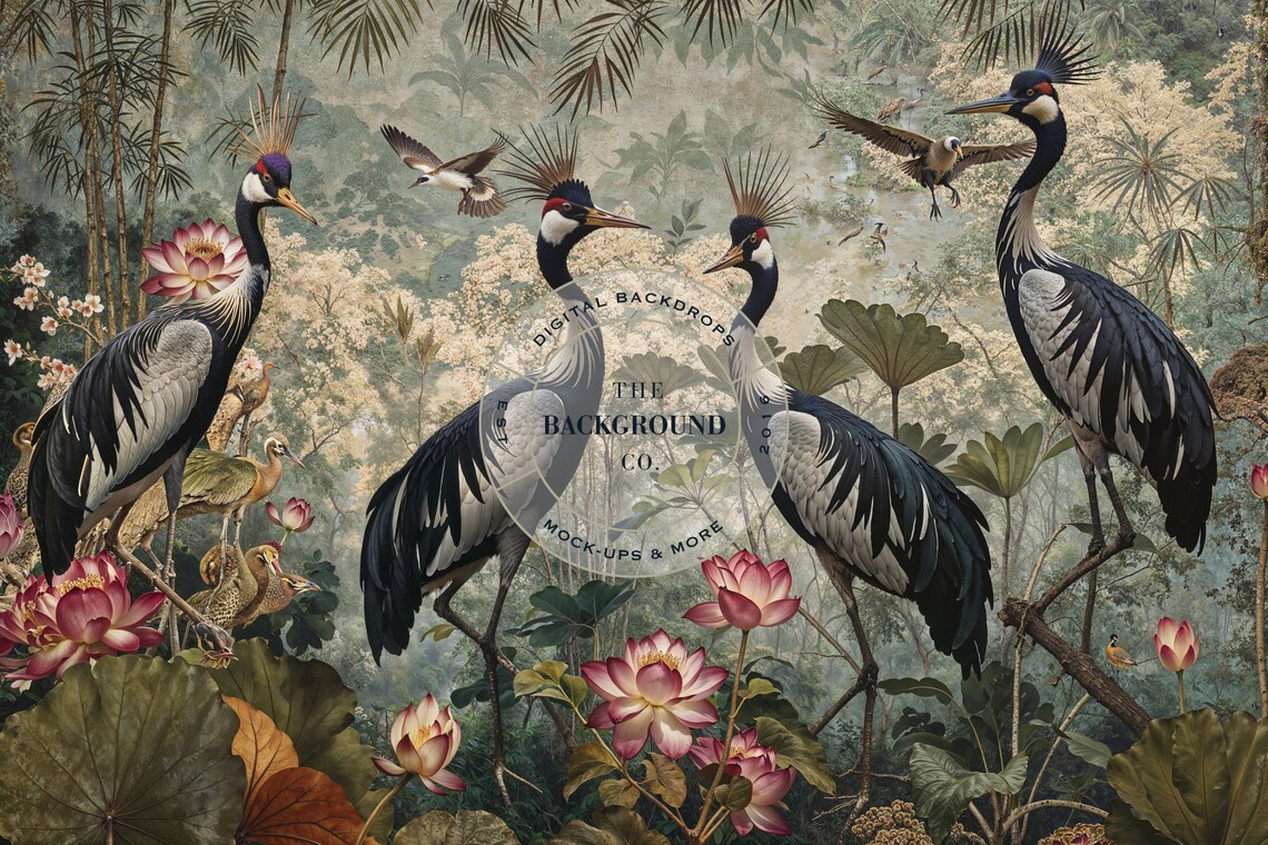 Vintage Peacock Wallpaper 12 Digital Backgrounds Victorian Hand-painted ...