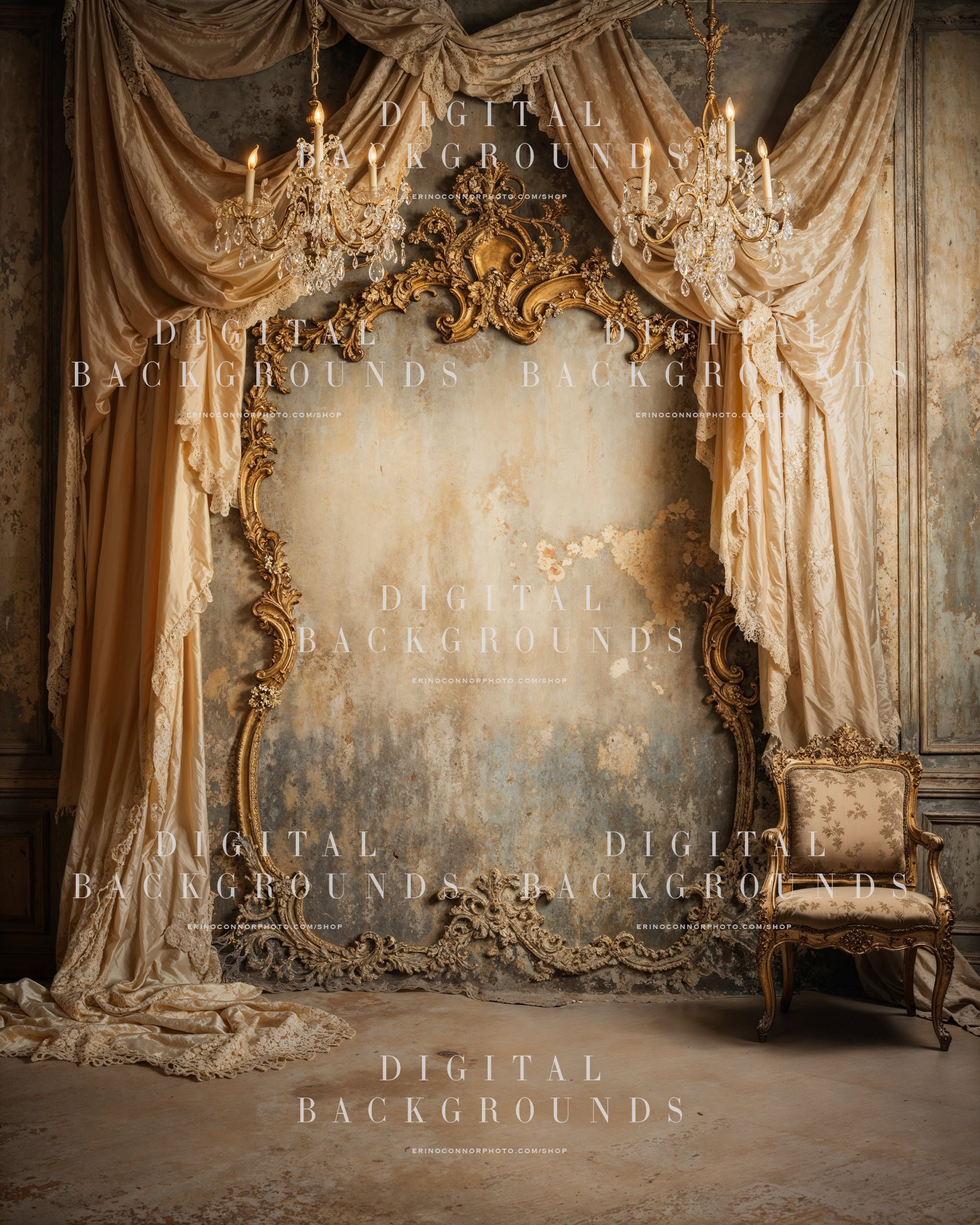 Gold Baroque Frame Arch Background | Fine Art Digital Backdrops ...
