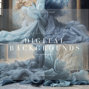 Draped Blue Silk Chiffon | 6 Digital Backdrops | Majestic Ethereal ...
